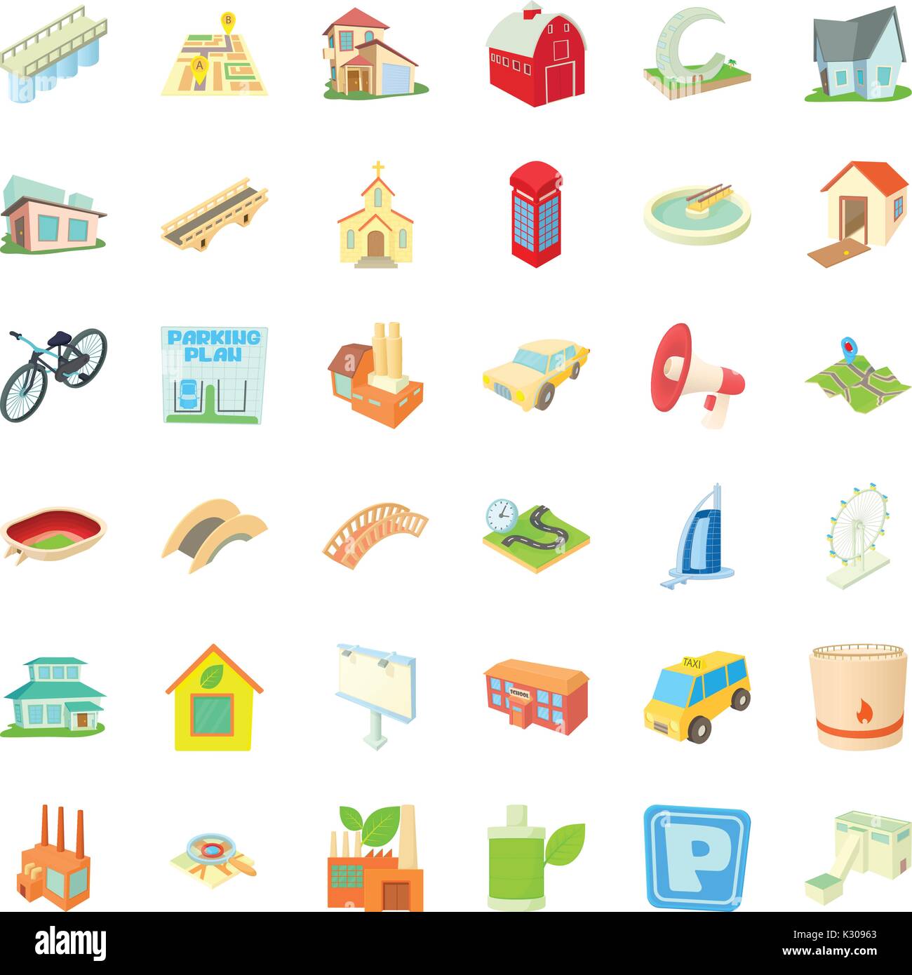 Urban icons set, cartoon style Stock Vector Image & Art - Alamy