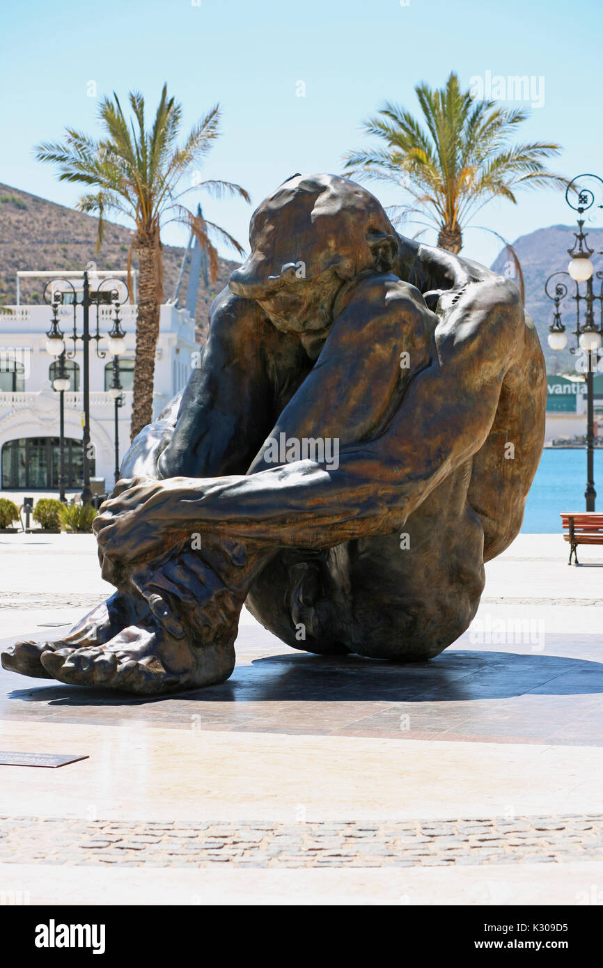 Bronze sculpture, El Zulo by Victor Ochoa at the marina in Cartegena ...