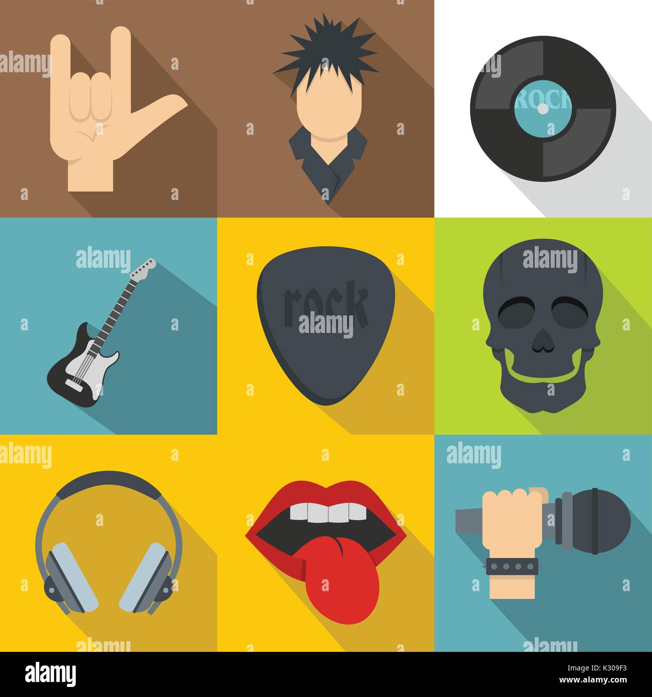 Rock musician icon set, flat style Stock Vector Image & Art - Alamy