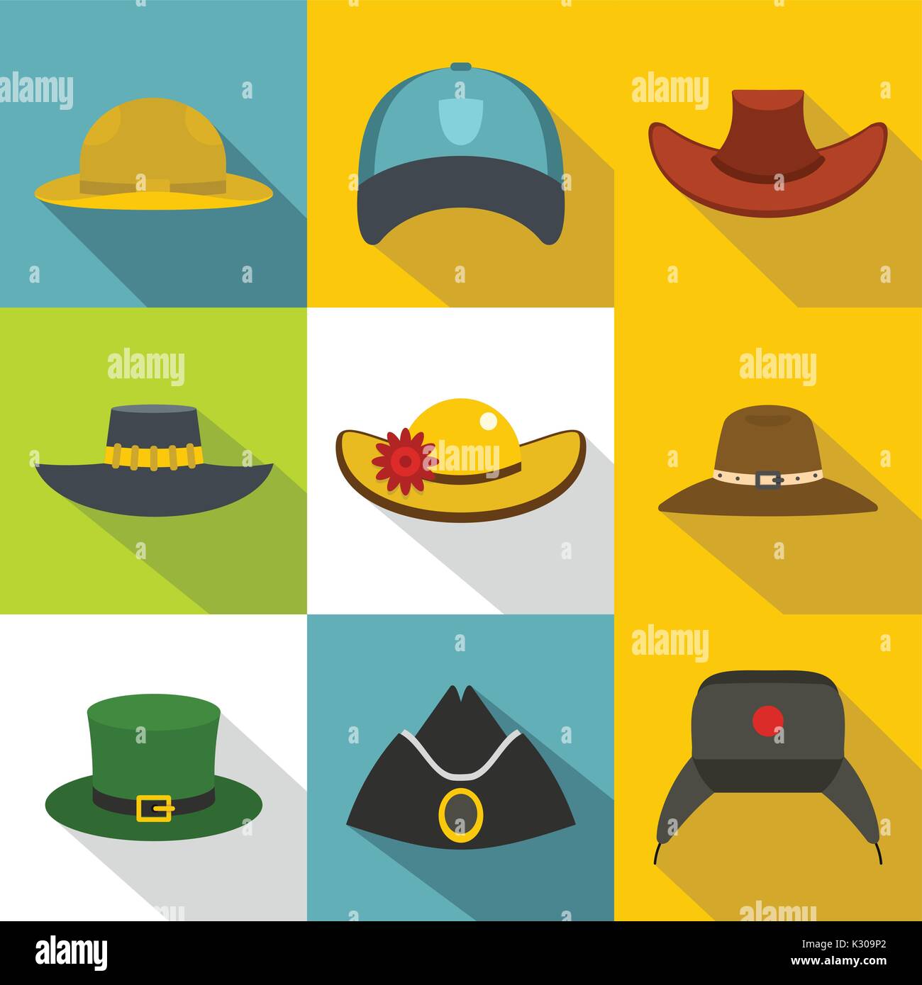 Traditional hat icon set, flat style Stock Vector Image & Art - Alamy