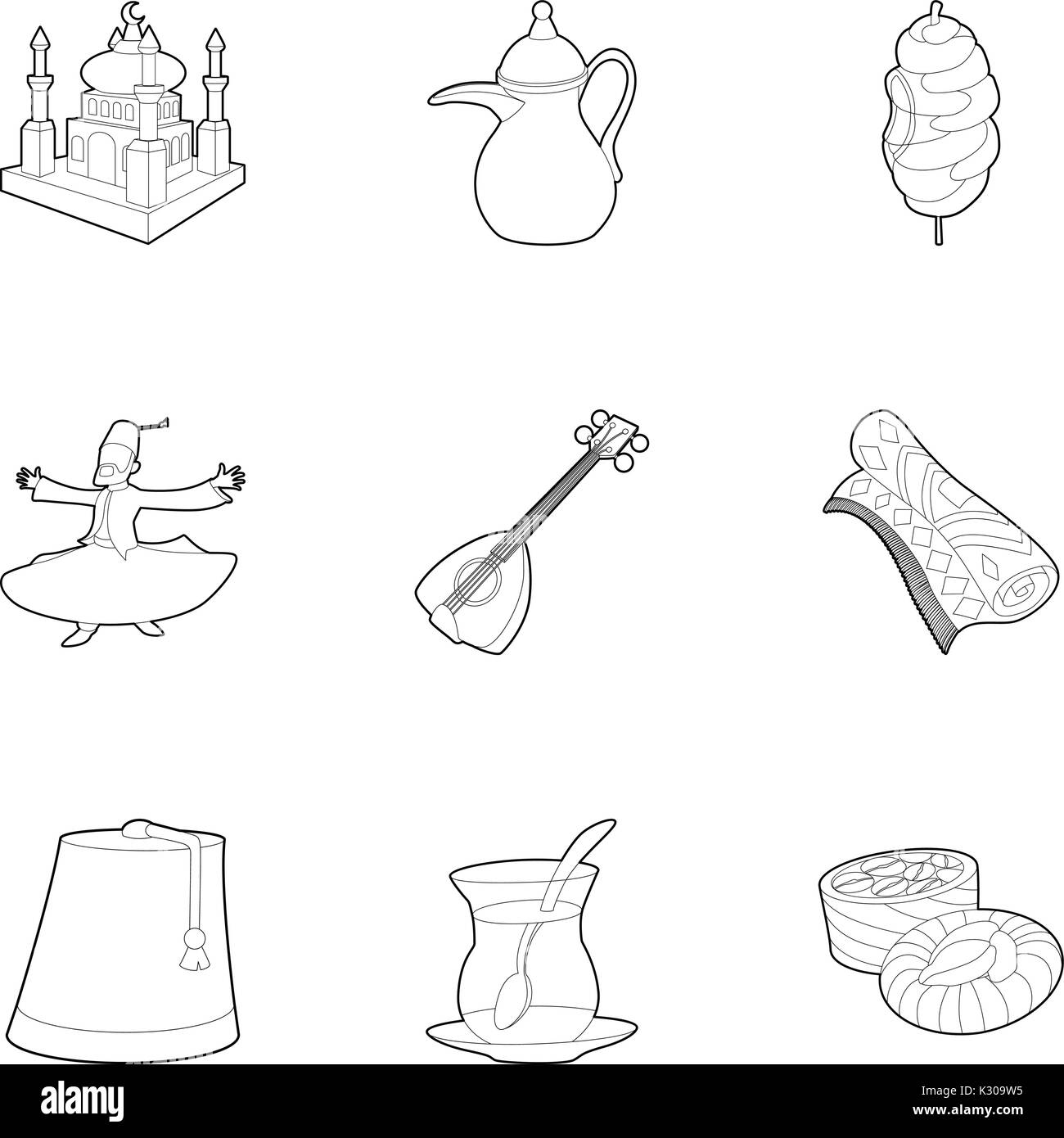 Turkey icons set, outline style Stock Vector Image & Art - Alamy