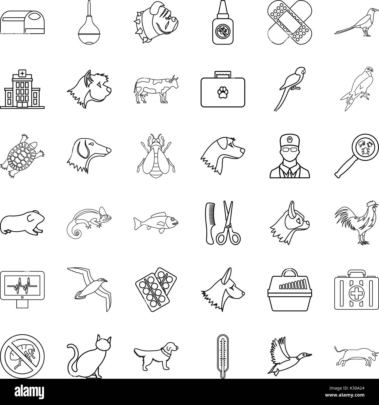Veterinary icons set, outline style Stock Vector Image & Art - Alamy