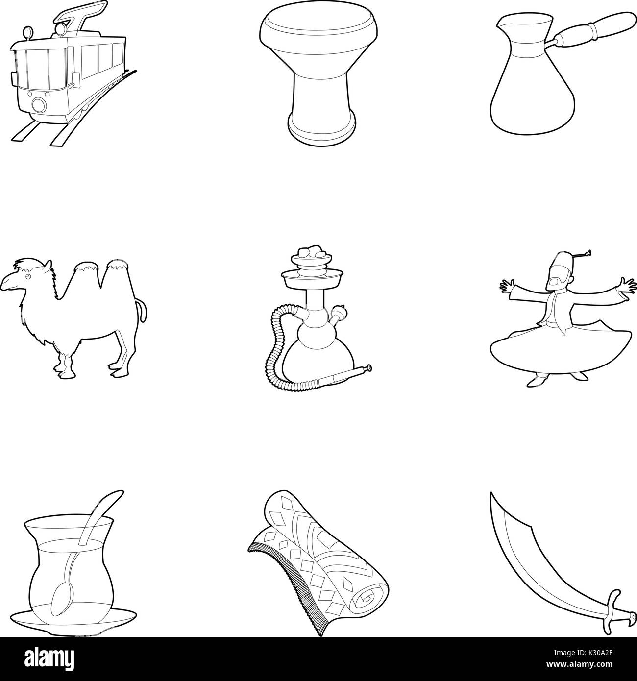 Turkey things icons set, outline style Stock Vector Image & Art - Alamy