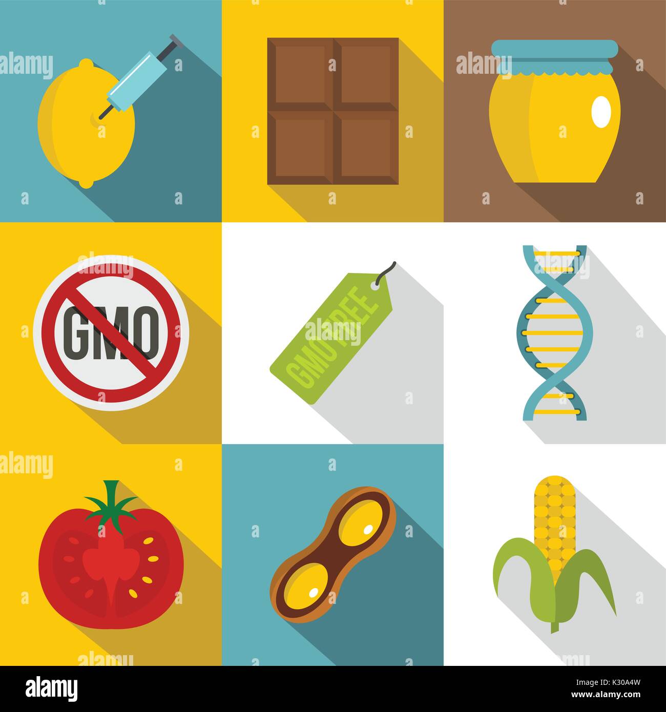 GMO product icon set, flat style Stock Vector Image & Art - Alamy