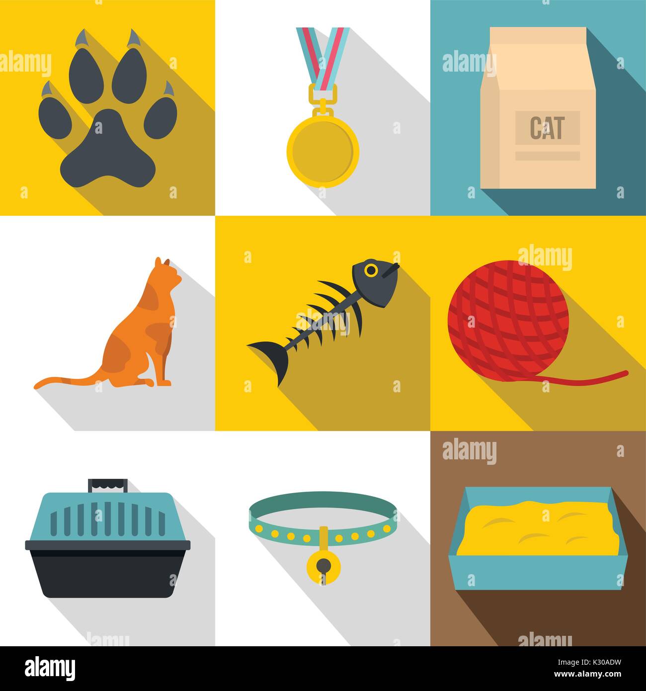 Cat icon set, flat style Stock Vector Image & Art - Alamy