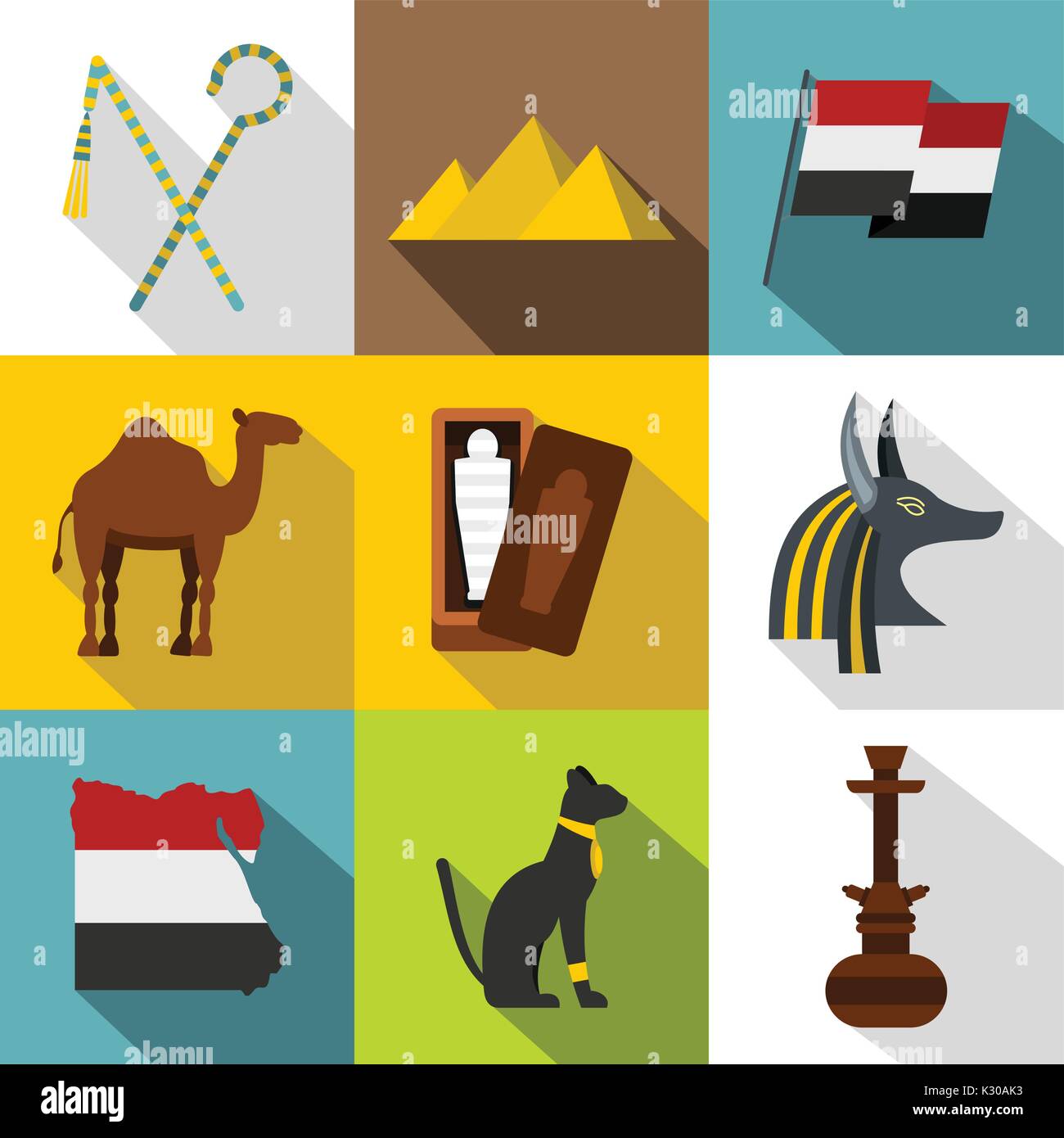 Egypt landmarks icon set, flat style Stock Vector Image & Art - Alamy