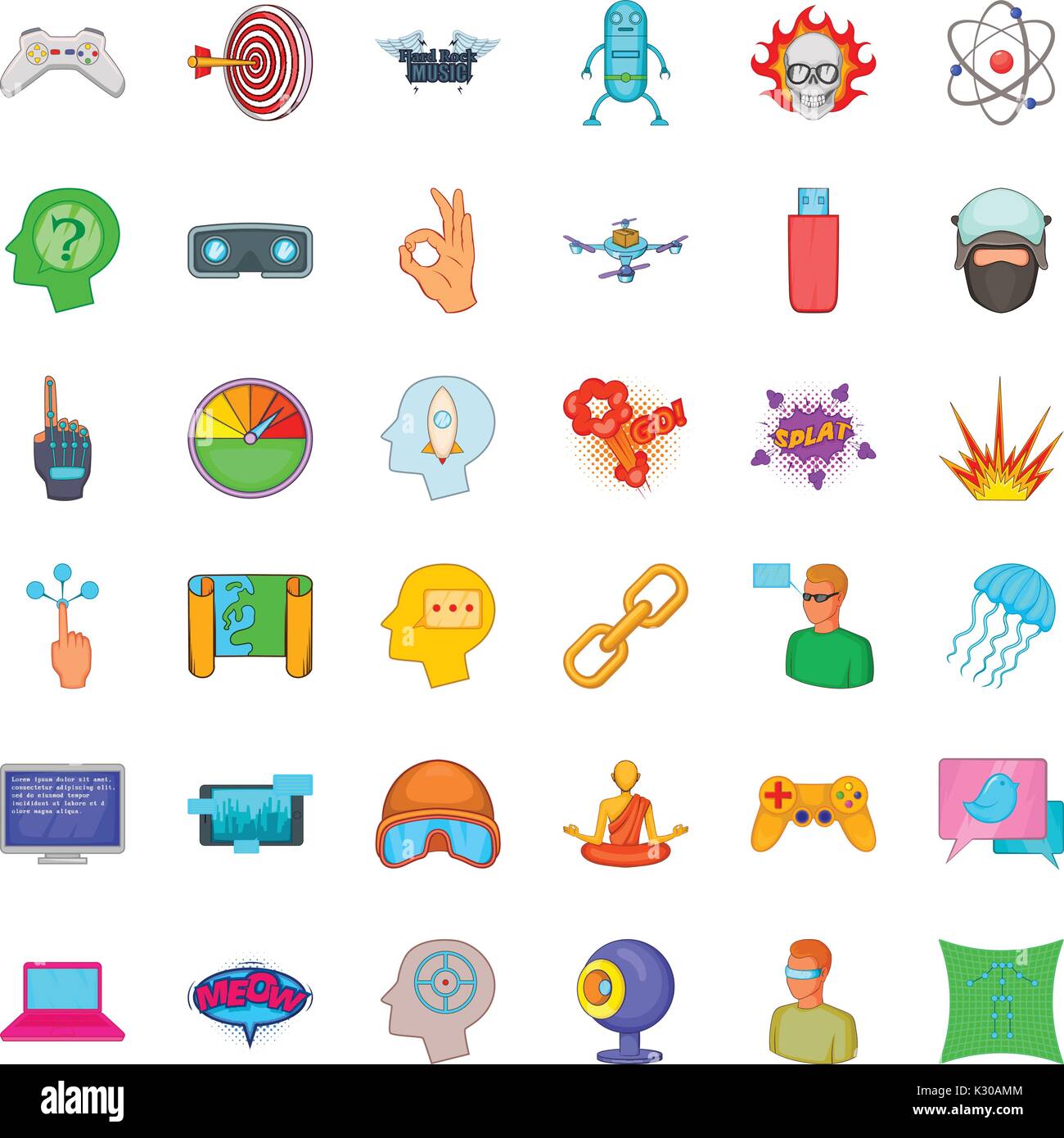 Virtual icons set, cartoon style Stock Vector Image & Art - Alamy