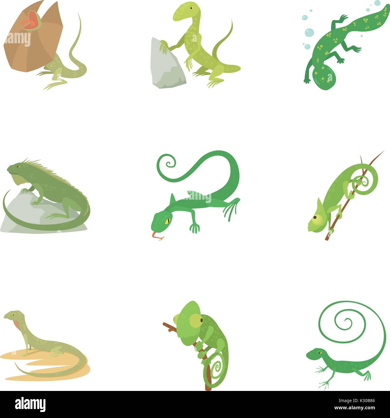 Lizard icons set, cartoon style Stock Vector Image & Art - Alamy