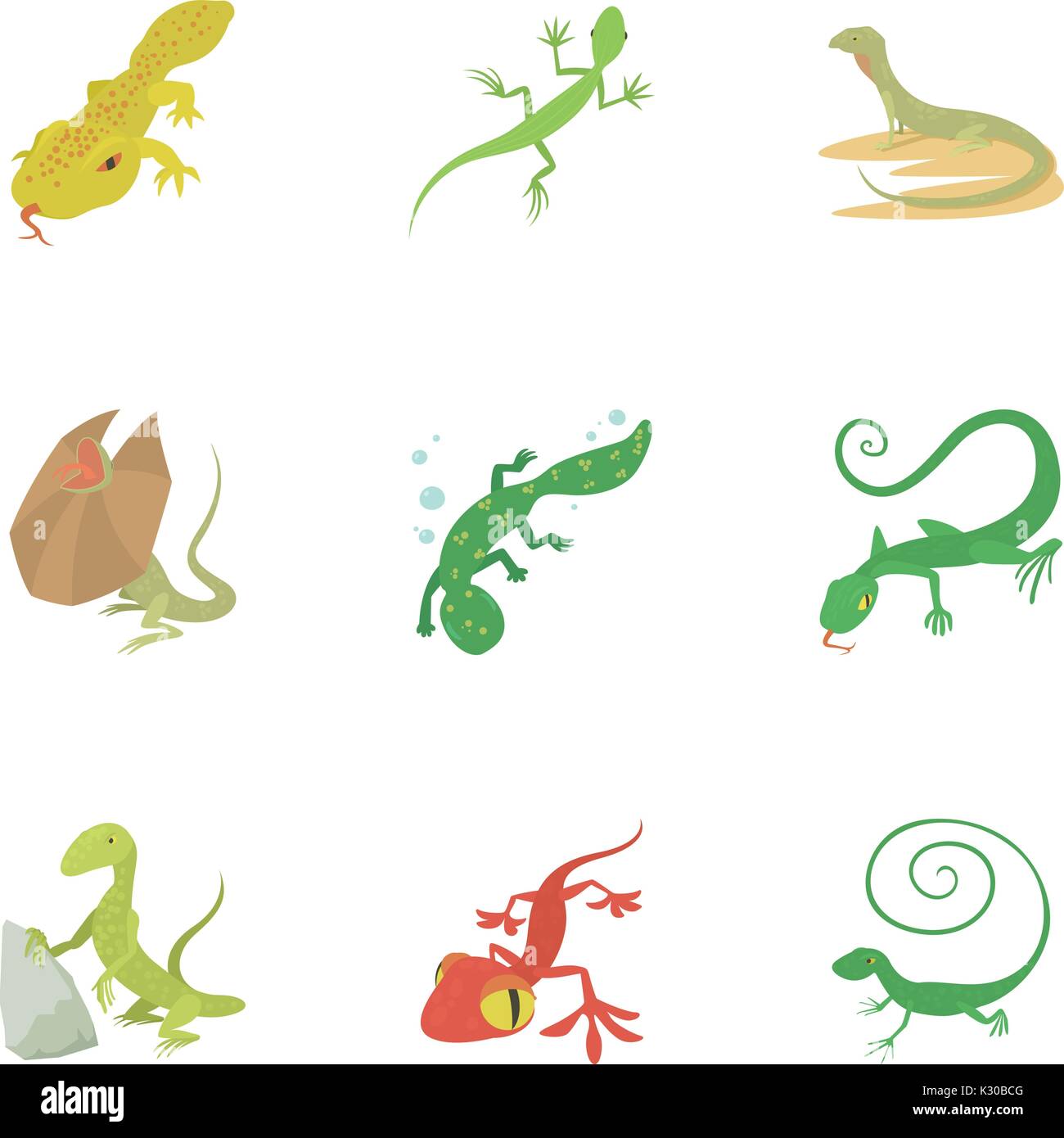 Reptile icons set, cartoon style Stock Vector Image & Art - Alamy