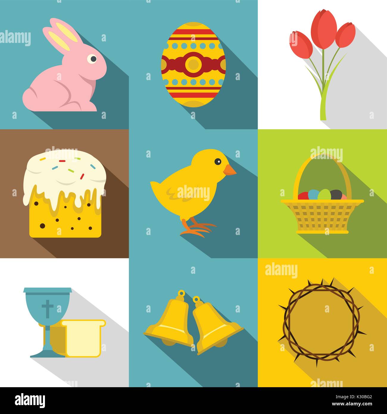 Easter day icon set, flat style Stock Vector Image & Art - Alamy