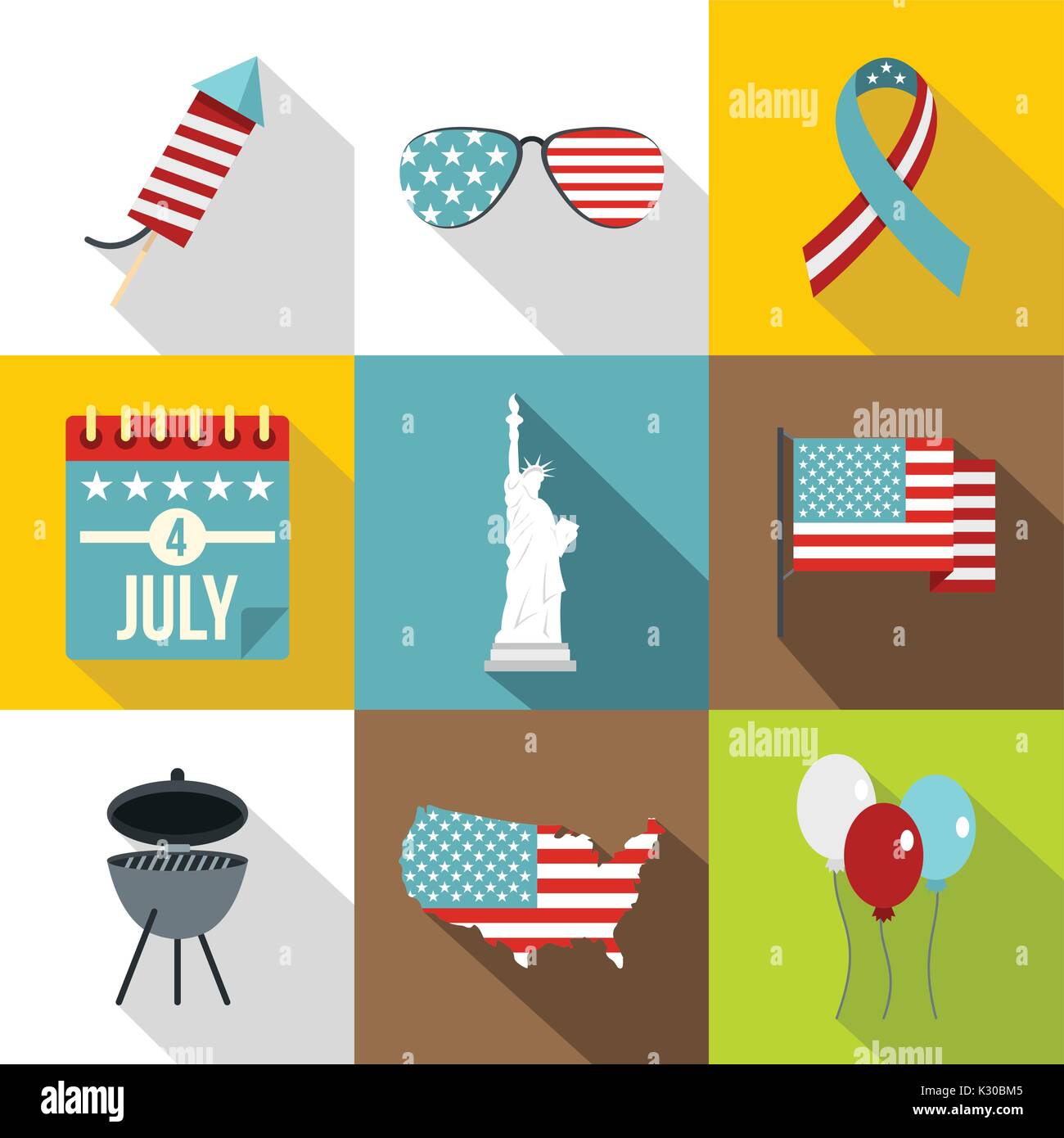 USA independence day icon set, flat style Stock Vector Image & Art - Alamy