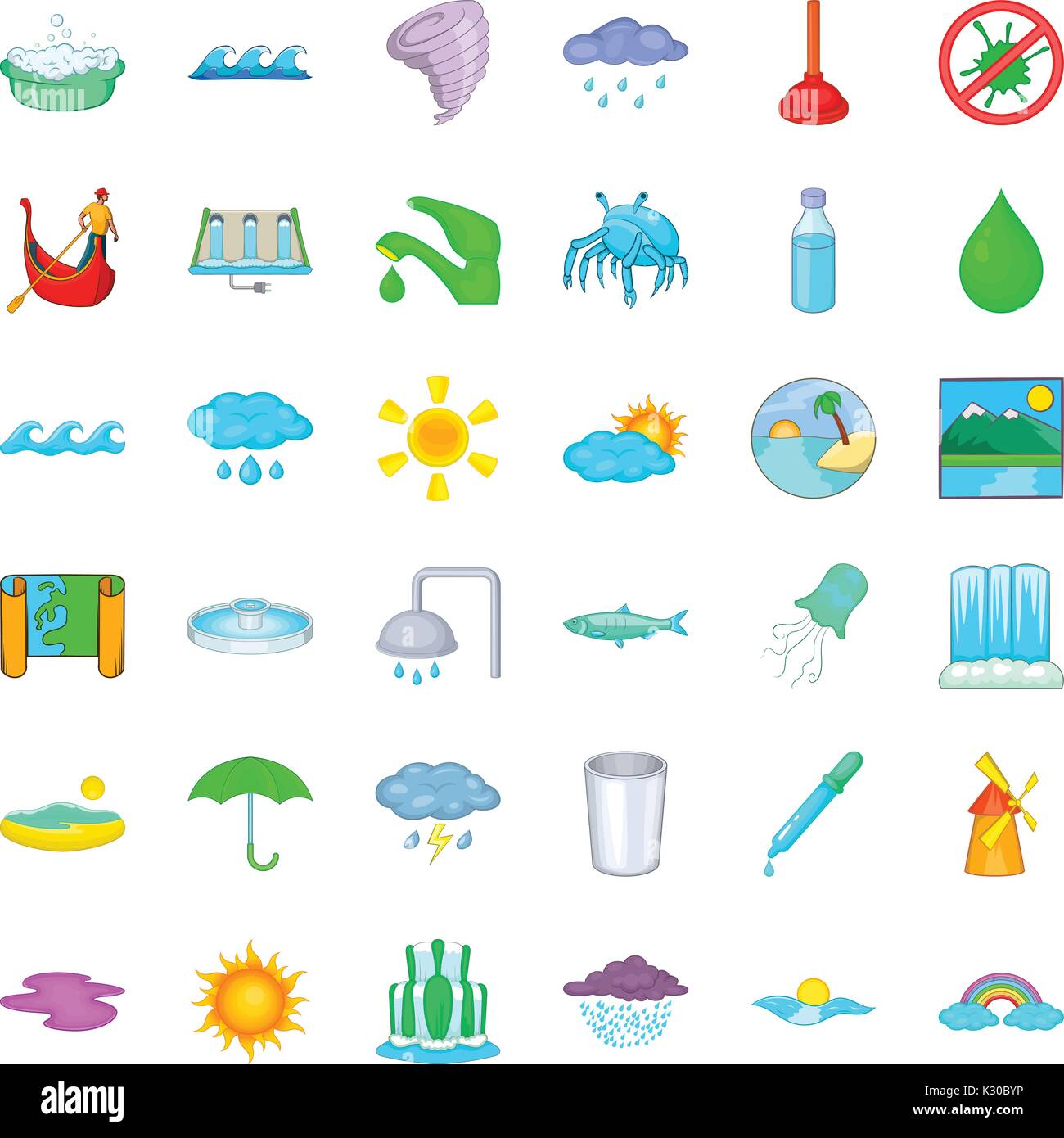 Water supply icons set, cartoon style Stock Vector Image & Art - Alamy