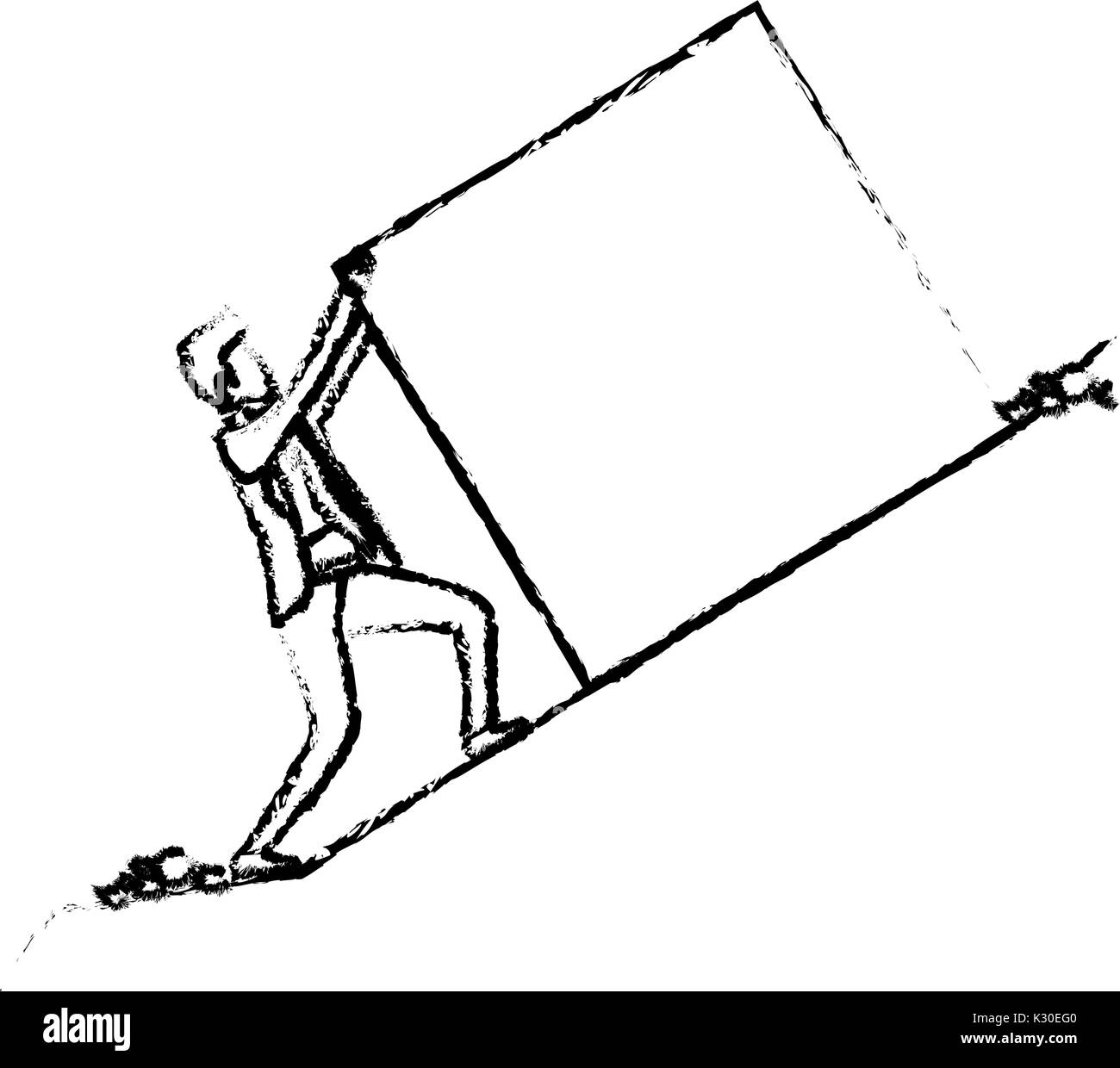 Pushing rock illustration Black and White Stock Photos & Images - Alamy