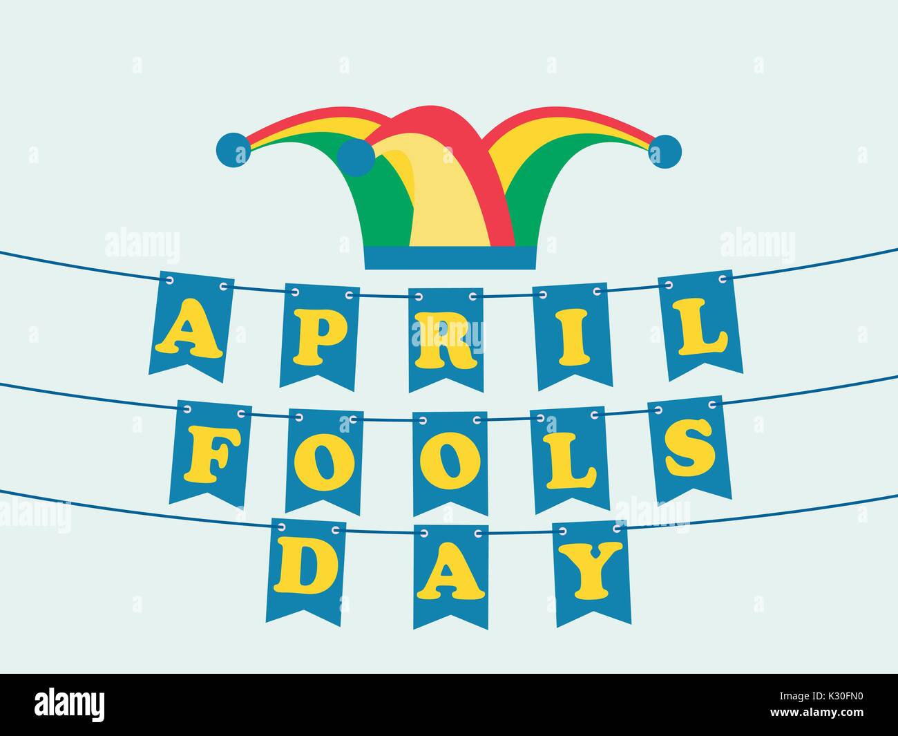 April Fools' Day. Festive background with hat with bells and paper ...