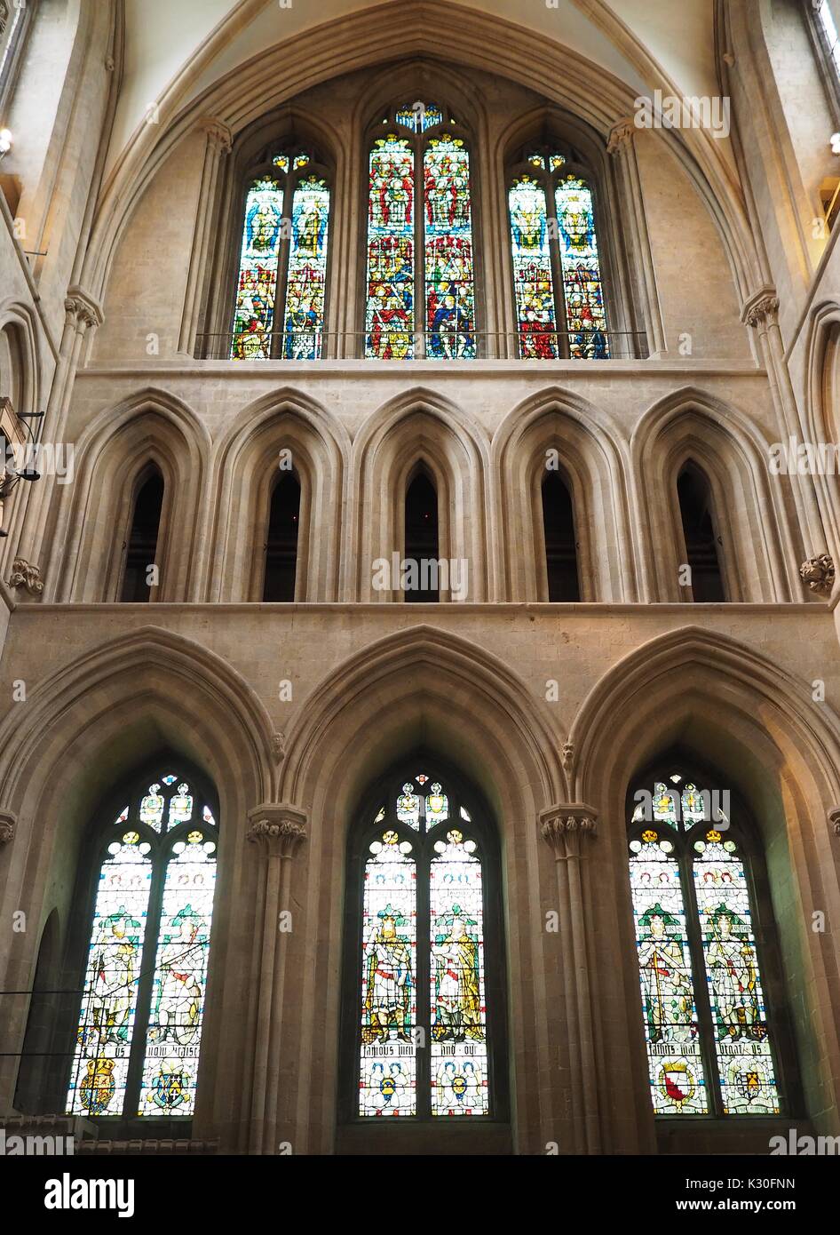 The Interiors of Wells Cathedral in Wells, Somerset. Wells is the ...