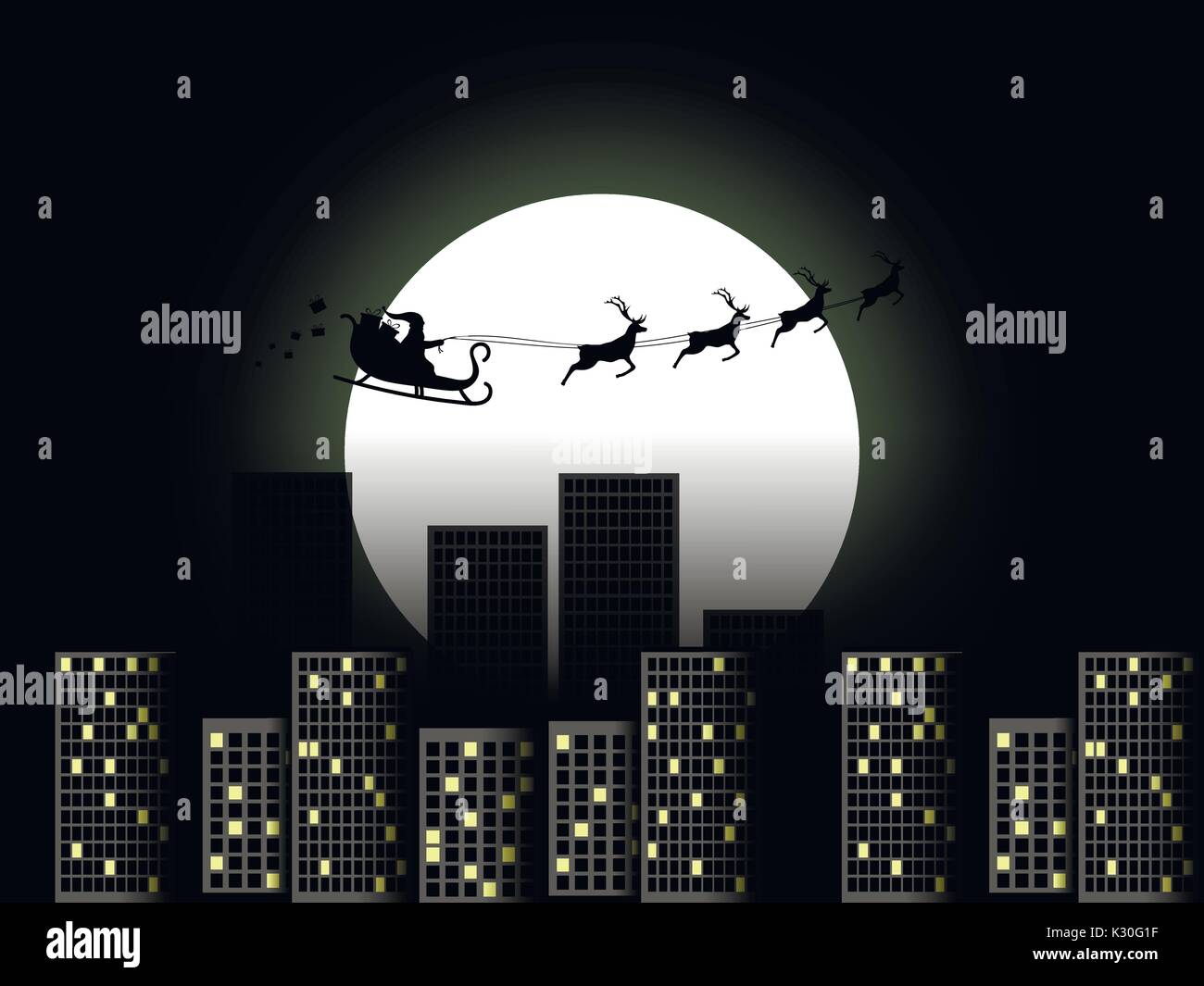 Night sky over town Stock Vector Images - Alamy