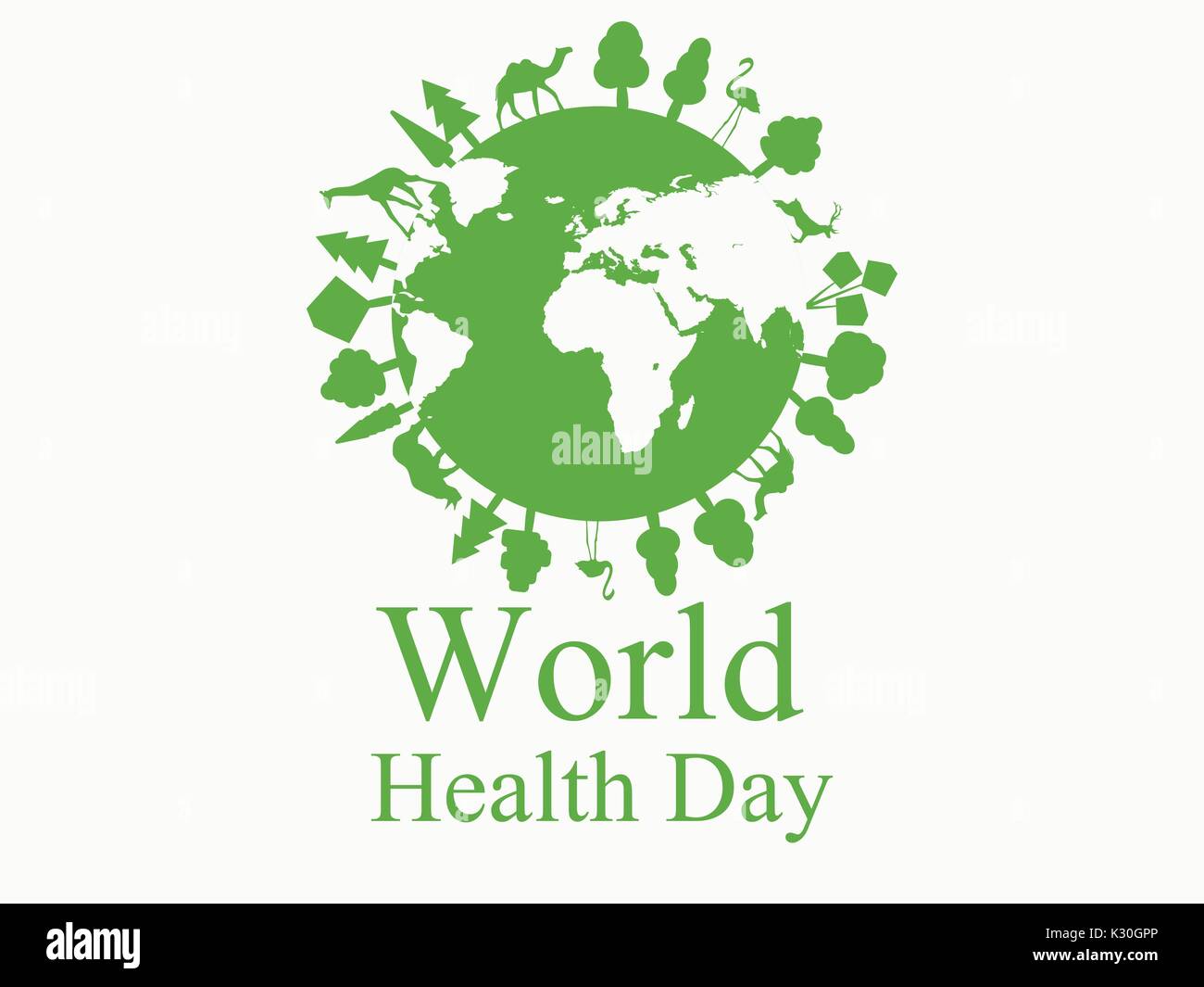 Green planet earth. Animals on the planet. World health day. Vector ...