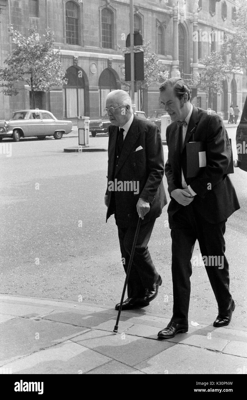 Harold Macmillan former Prime Minister from 1957 to 1963 walking with ...