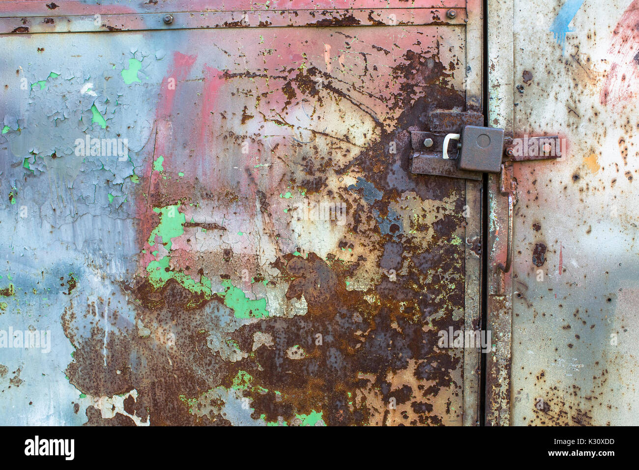 Texture metal walls and locked doors with rust and paint Stock Photo ...