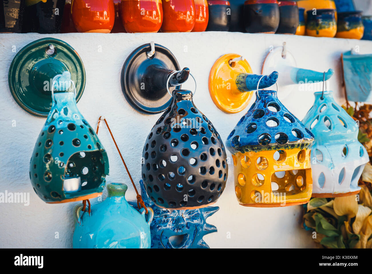 Traditional Cretan painted ceramic dishes, Crete, Greece Stock Photo ...
