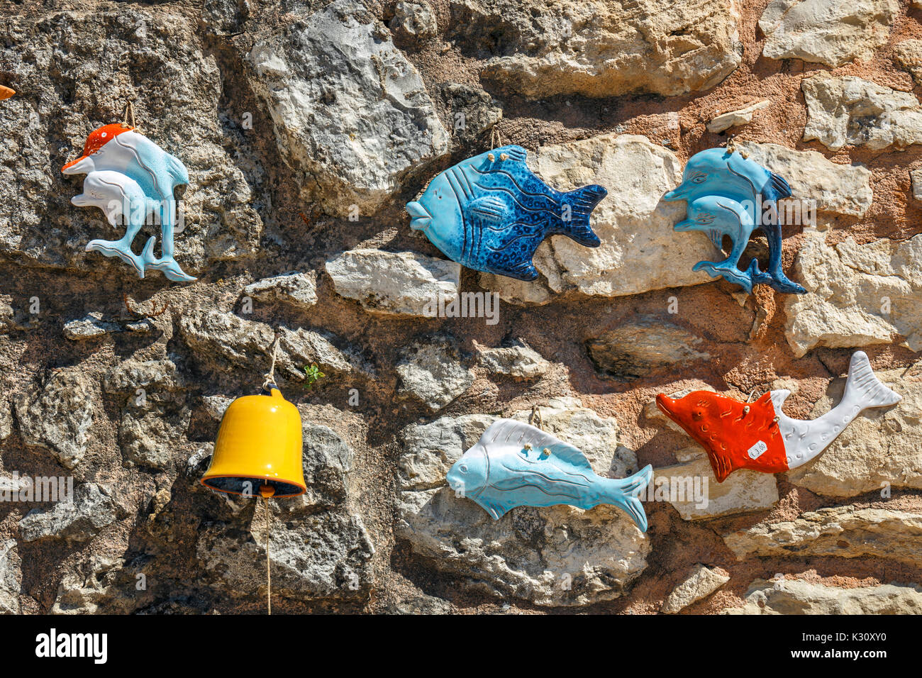 Traditional Cretan painted ceramic dishes, Crete, Greece Stock Photo ...