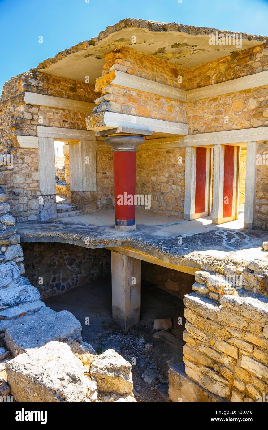 Scenic ruins of the Minoan Palace of Knossos on Crete, Greece Stock ...