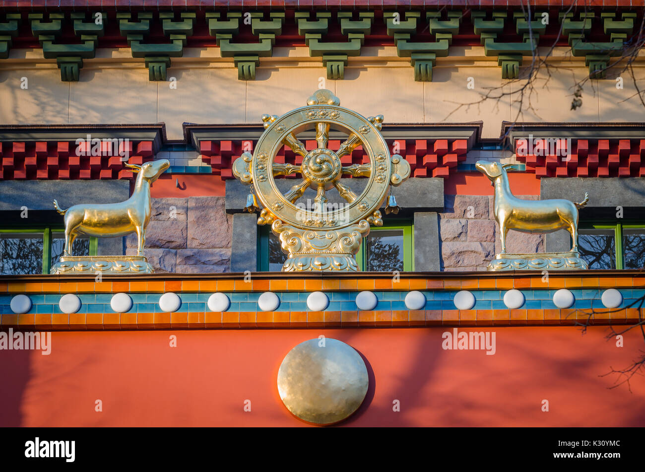 Dharmacakra - Wheel of the Dharma and two doe simbol of buddhism ...