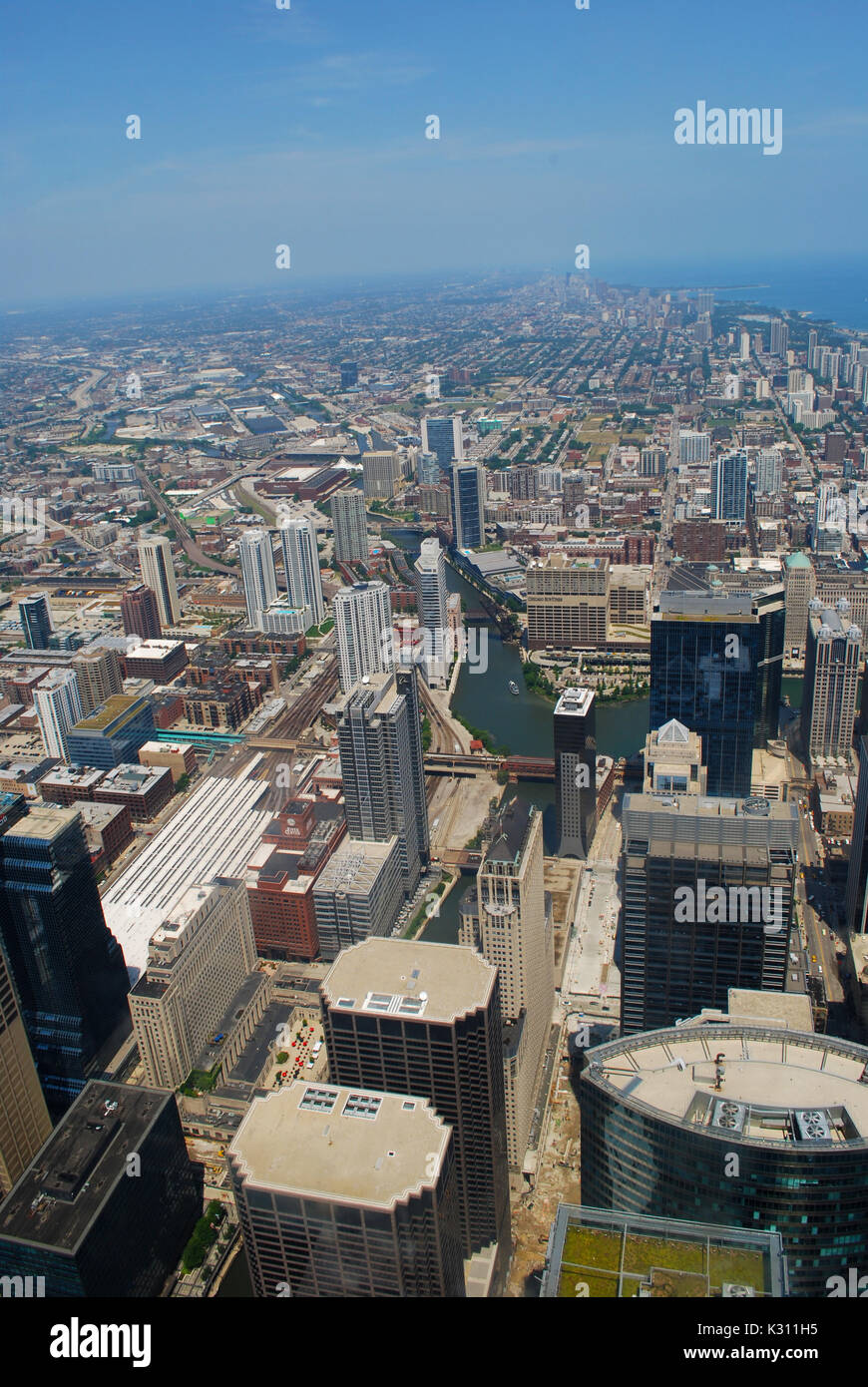 Aerial view of chicago from sears tower hi-res stock photography and ...