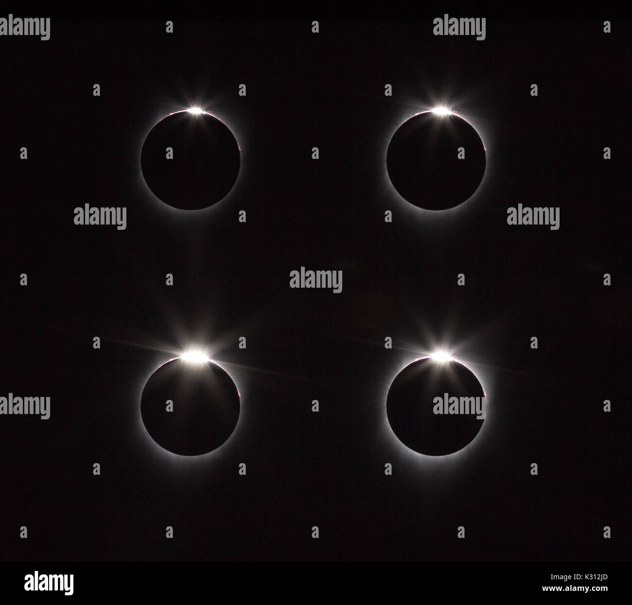 Collage of the diamond ring stage of the solar eclipse in Salem Oregon ...