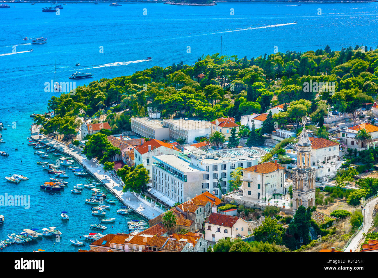Aerial view at coastal town Hvar, Croatia summertime Stock Photo - Alamy