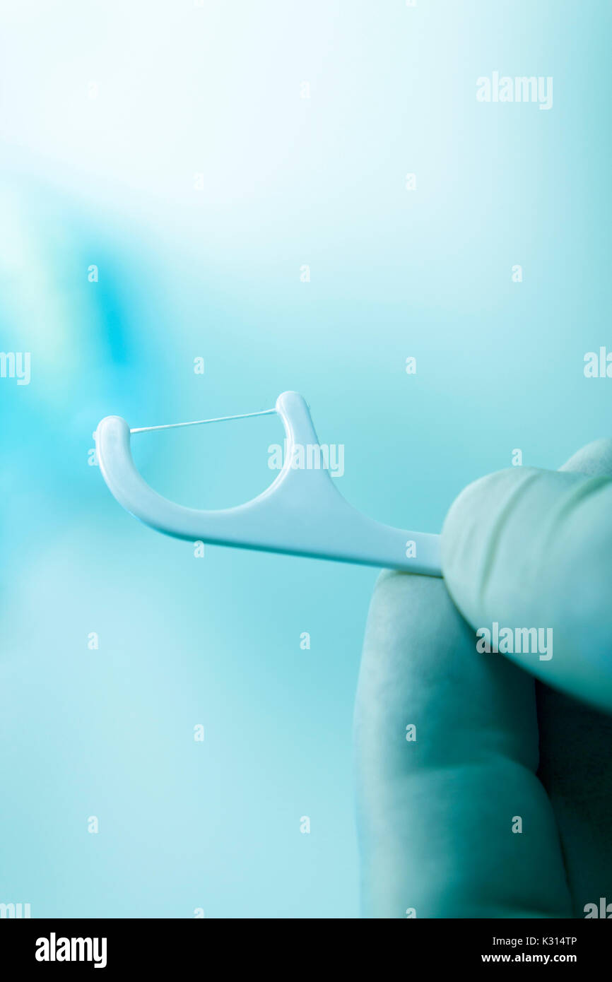 Dental teeth interdental floss to clean in between each tooth Stock ...