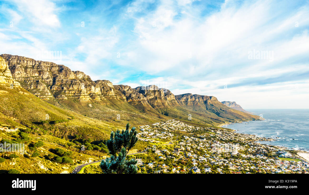The back side of Table Mountain, called the Twelve Apostles, with the ...