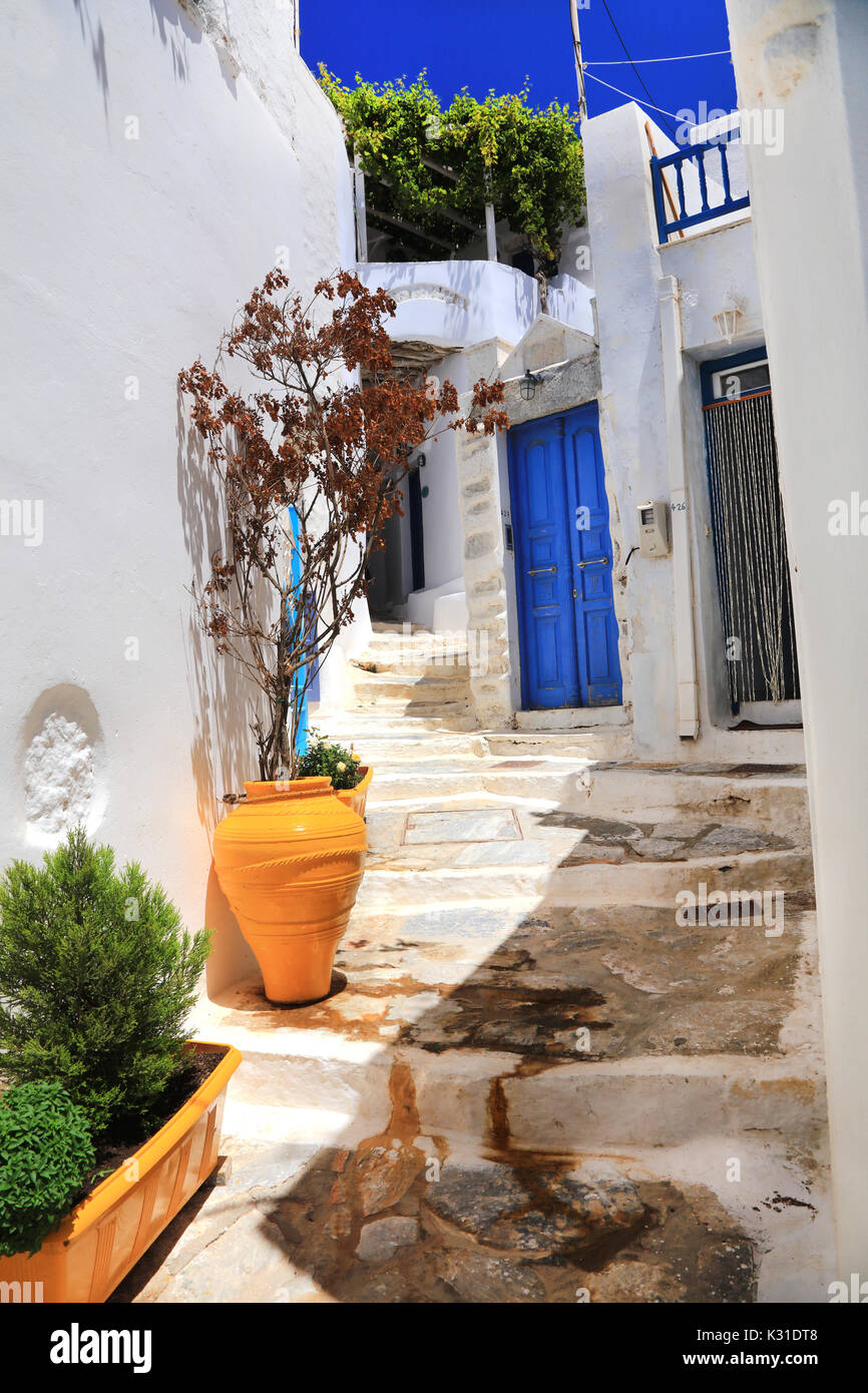 Old streets of Greece,Naxos island Stock Photo - Alamy