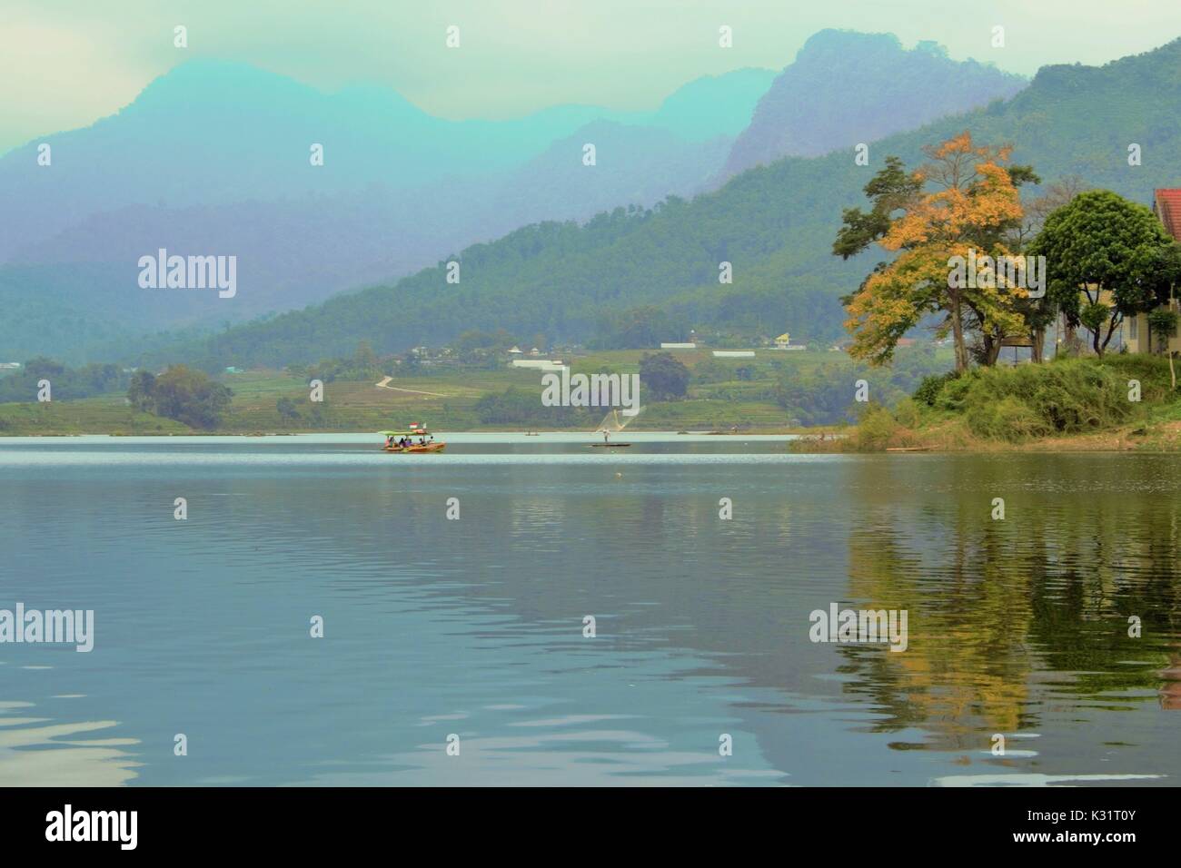 Selorejo lake tourist destination, in Malang Indonesia Stock Photo - Alamy