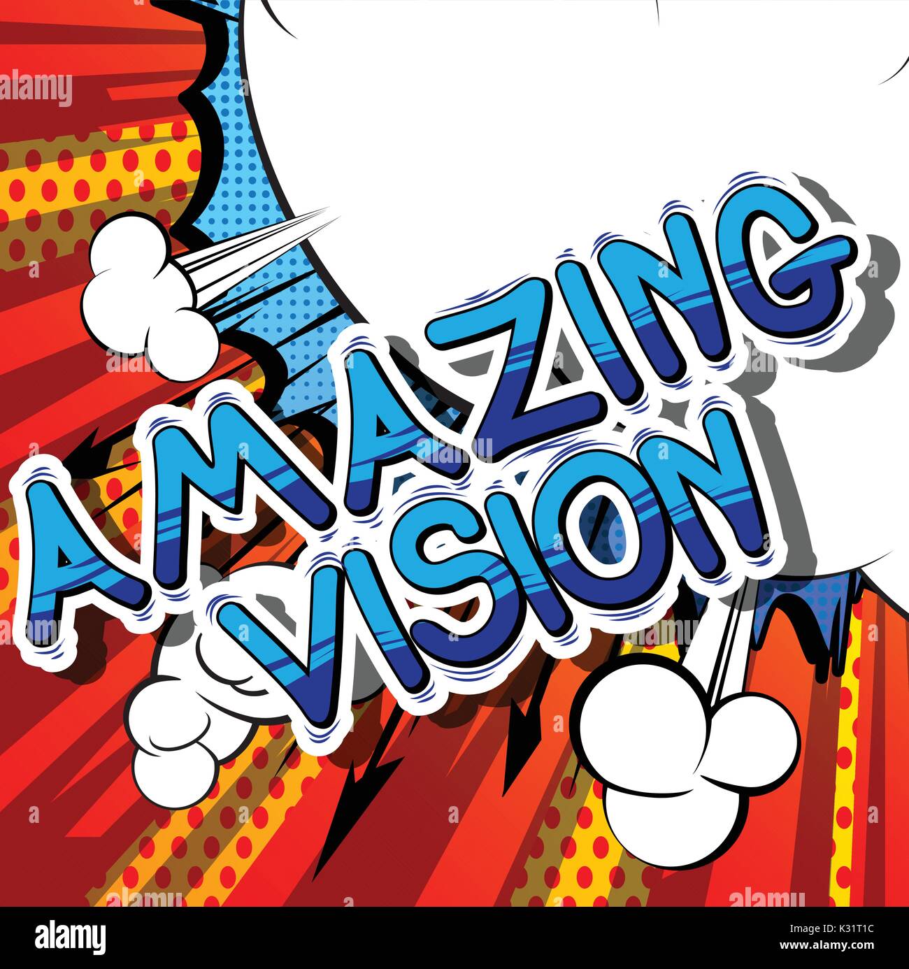 Amazing Vision - Comic book word on abstract background Stock Vector ...