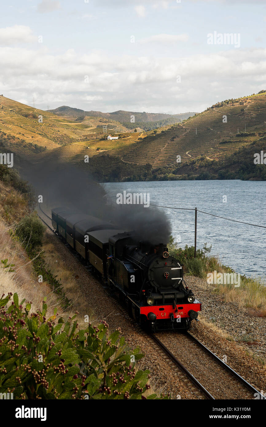 Steam train in Douro Valley, Portugal Stock Photo - Alamy