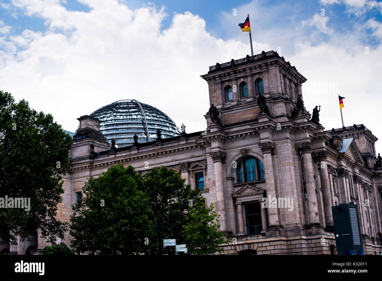 The Reichstag in Berlin, Germany, viewed from an evening River Cruise ...