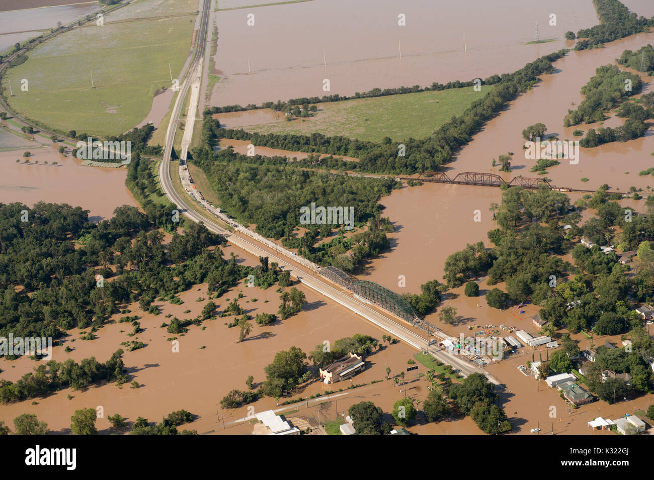 An aerial view of the aftermath of Hurricane Harvey taken from a U.S ...