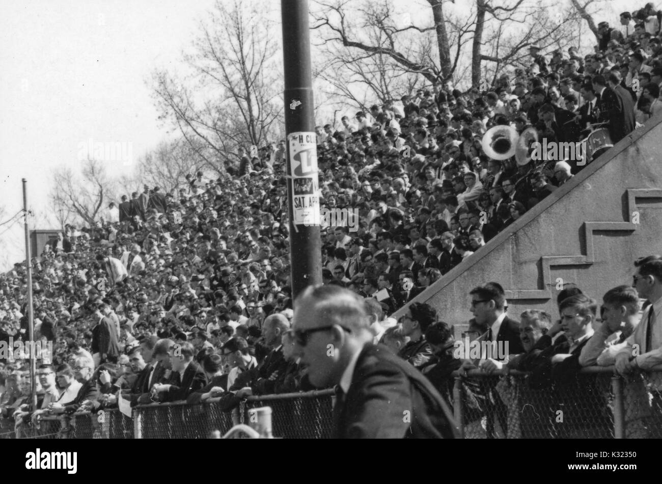 A sports stadium is packed with spectators during an N.C.A.A. division ...