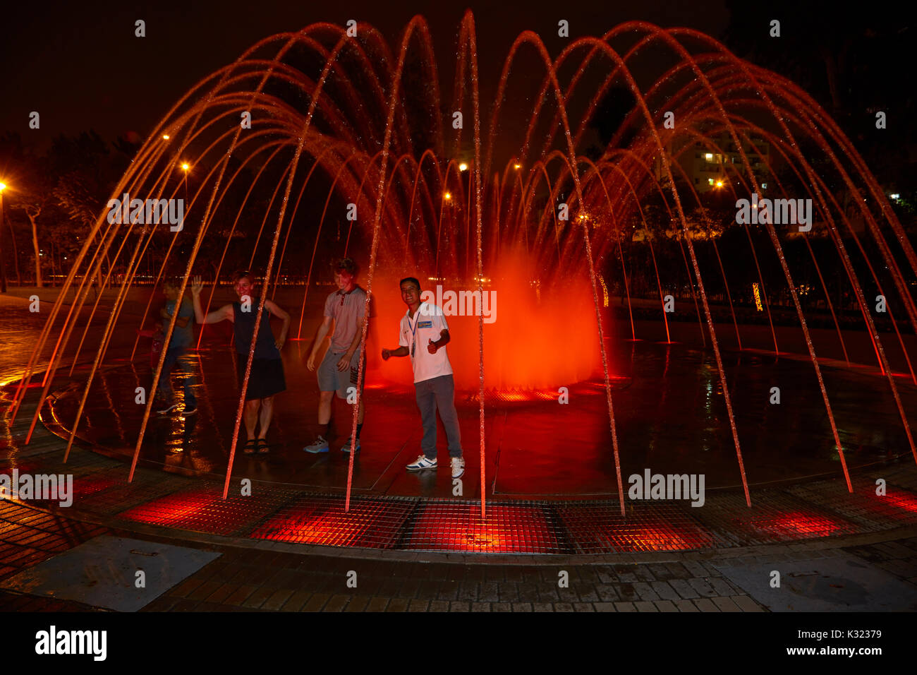 Tourists in Walk-in Dome Fountain at the Magic Water Circuit (world's ...