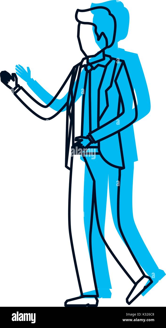 Successful young businessman in blue Stock Vector Images - Alamy