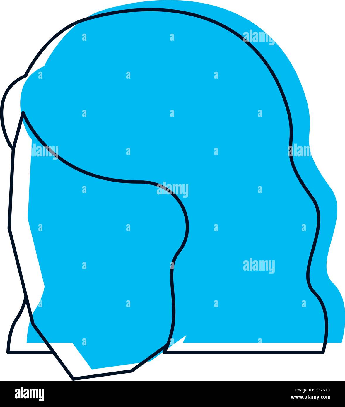 woman head faceless with short hairstyle blue watercolor silhouette ...