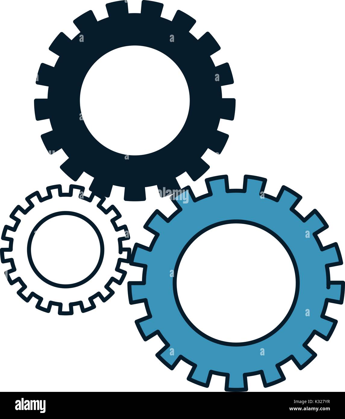 pinion set icon in color blue sections silhouette Stock Vector Image ...