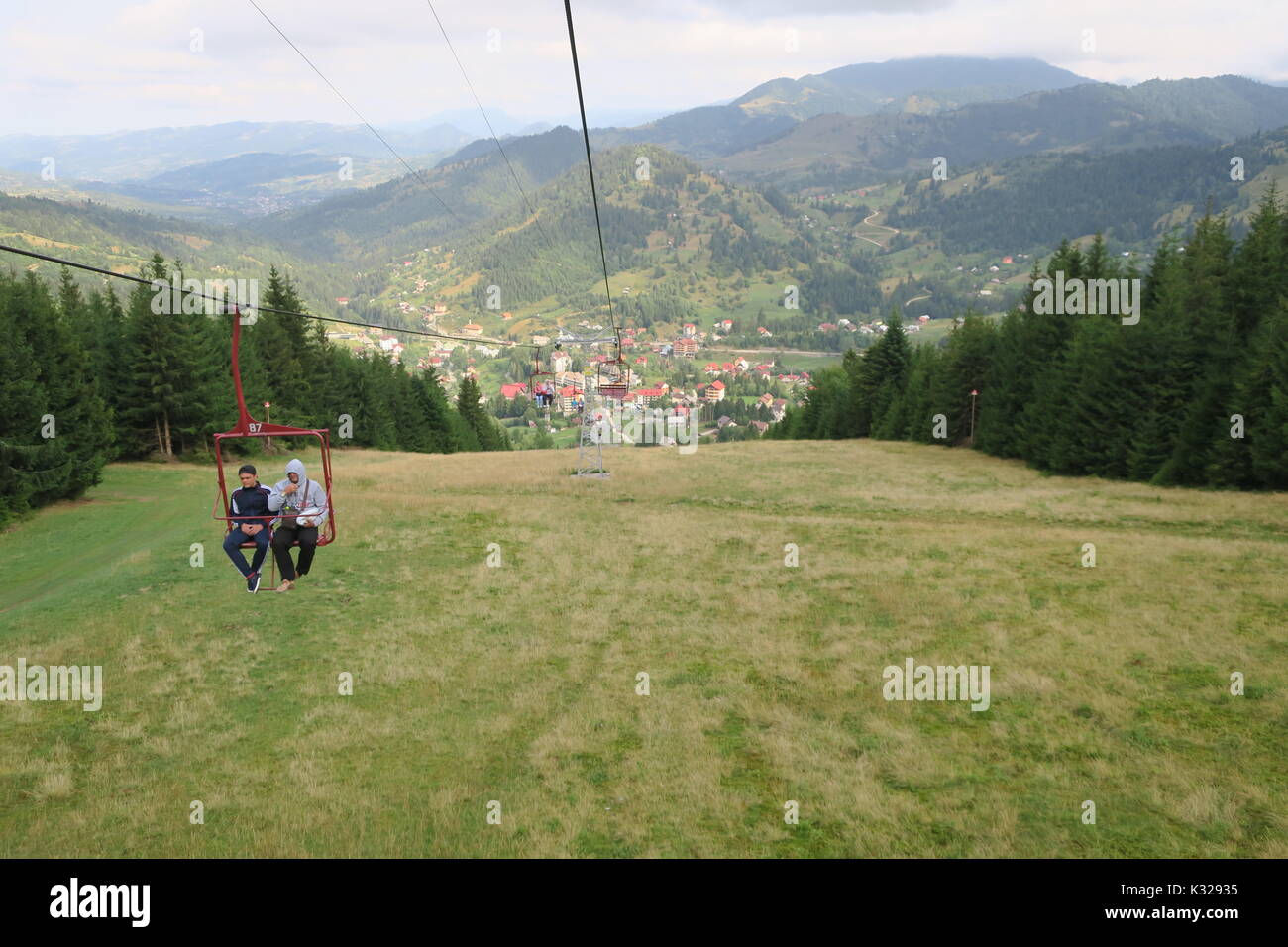 NIce, interesting view at nature from chairlift in Borsa, Romania Stock ...