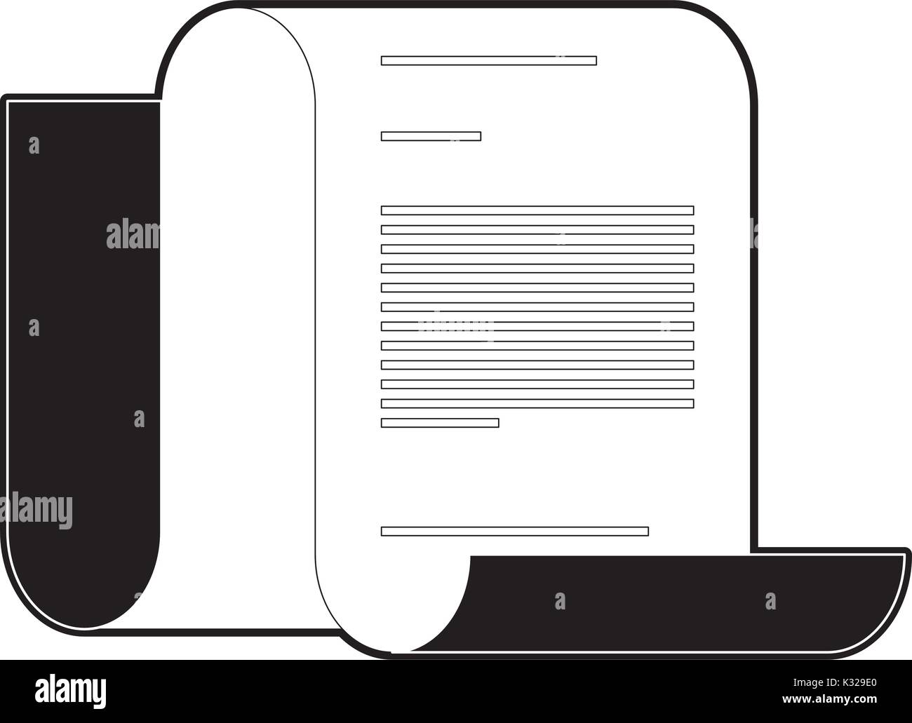 continuously sheet contract document black silhouette and thick contour ...