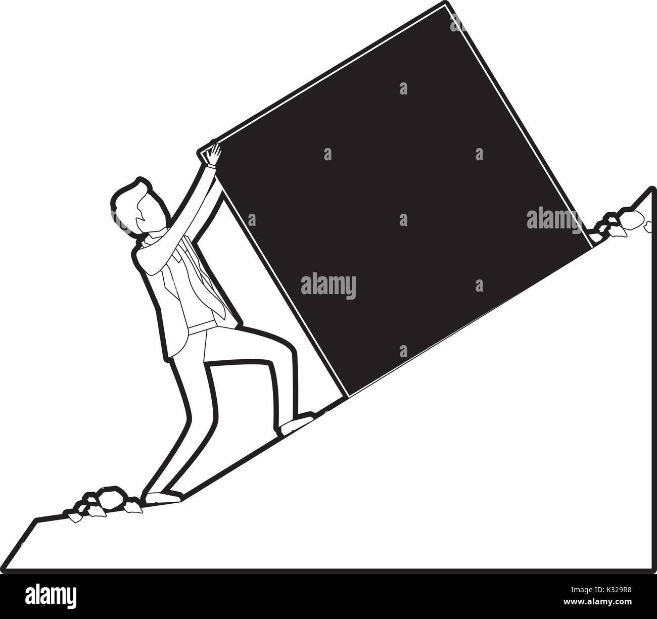 Pushing rock Stock Vector Images - Alamy