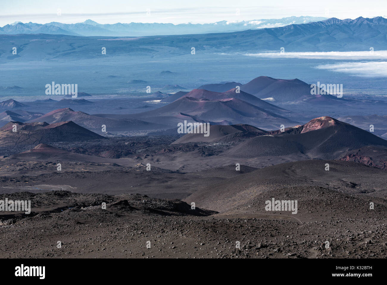 Beautiful volcano landscape of Kamchatka Peninsula: series of cinder ...