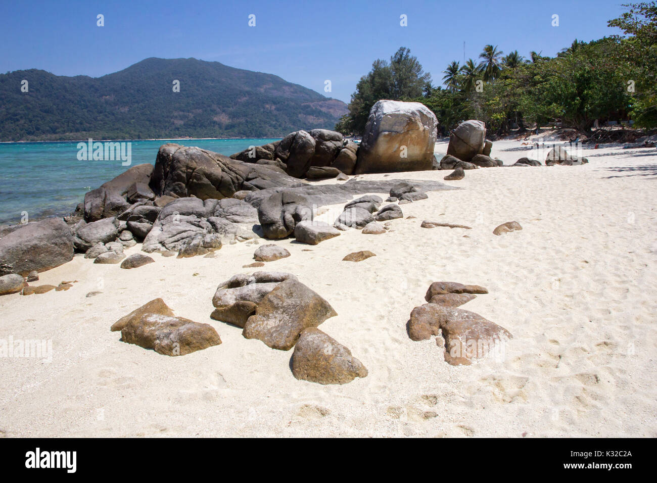 Rocks on the beach, Sunset Beach, Koh Lipe, Satun, Thailand Stock Photo ...