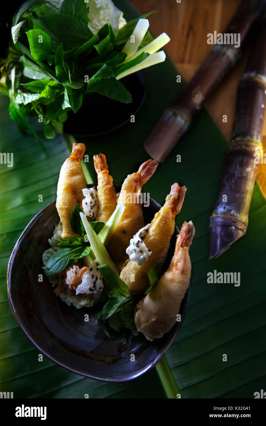 Vietnamese style deep fried prawn rolls Stock Photo - Alamy