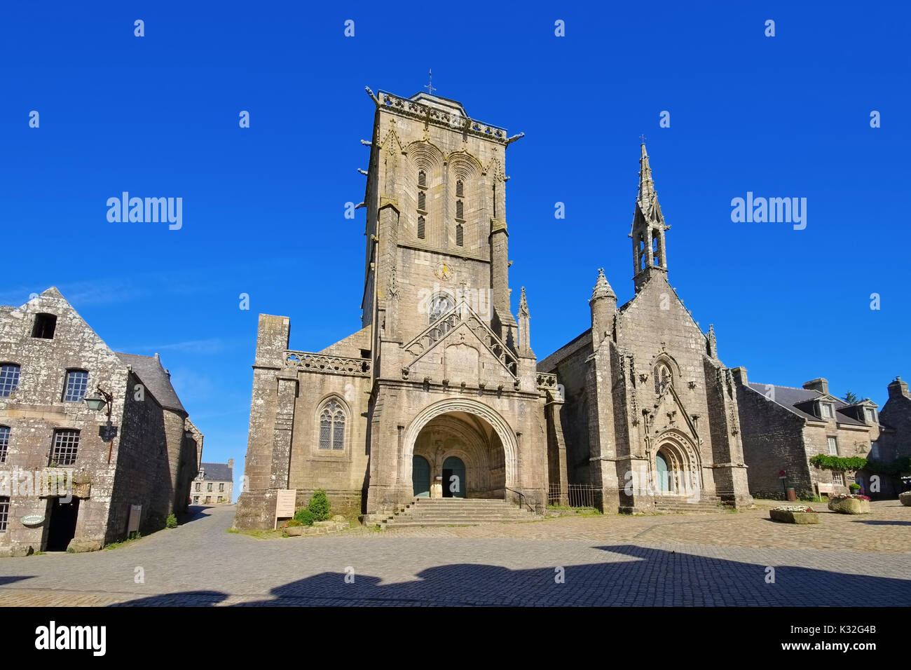 Saint Ronan church in Locronan, medieval village in Brittany, France ...